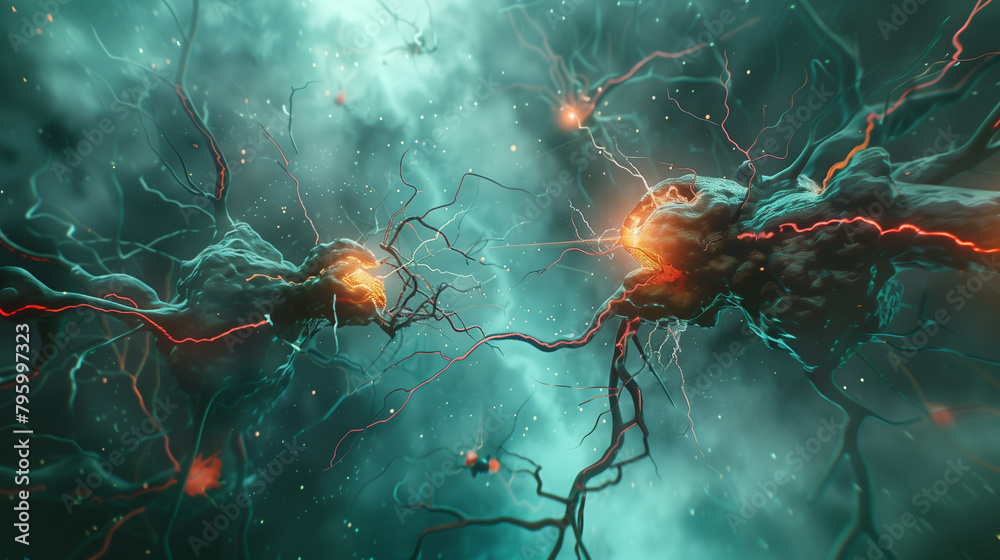 Neurons sending brain activity firing biology electrical nerve signal ...