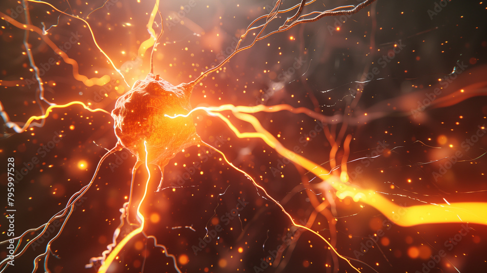 Neurons sending brain activity firing biology electrical nerve signal ...