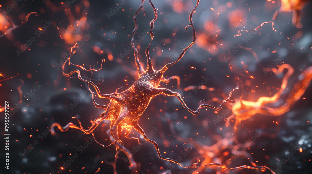Neurons sending brain activity firing biology electrical nerve signal ...