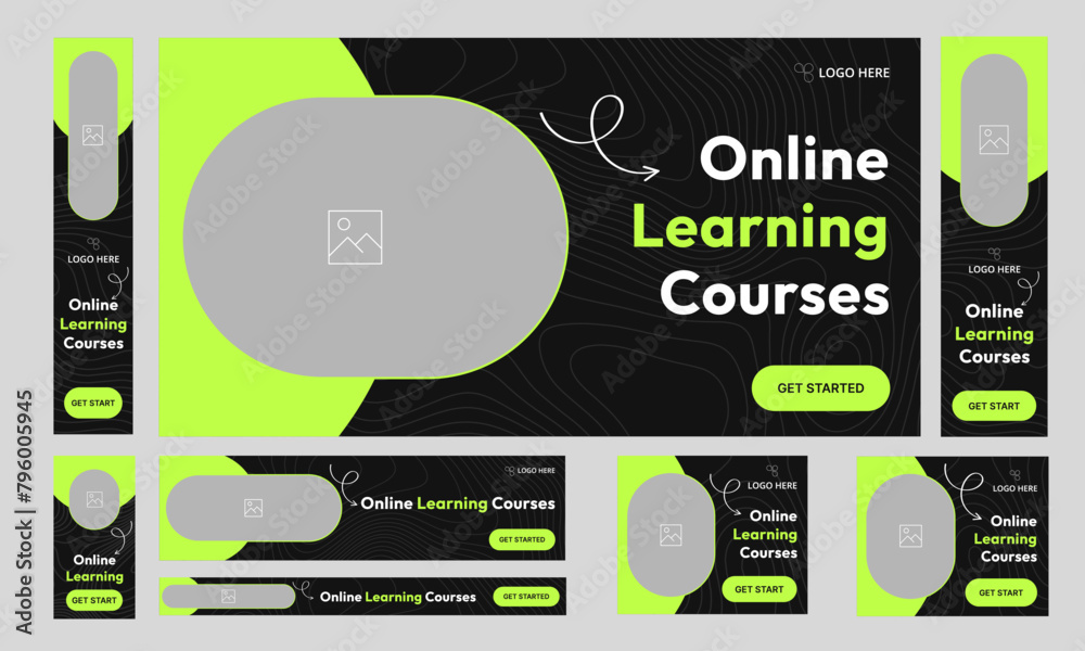 Education courses web set banner design for social media post, online ...