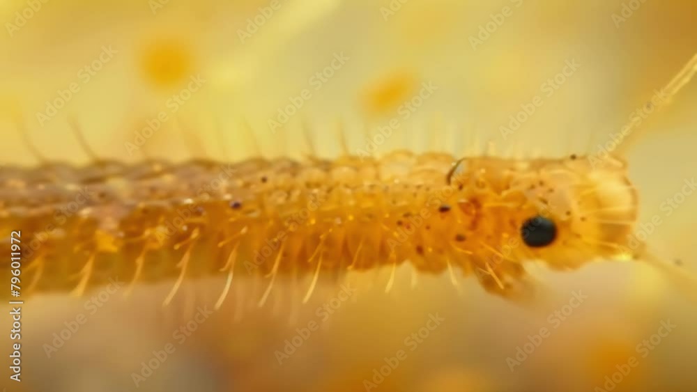 A zoomedin photo of a microscopic caddisfly larva its tiny segmented ...