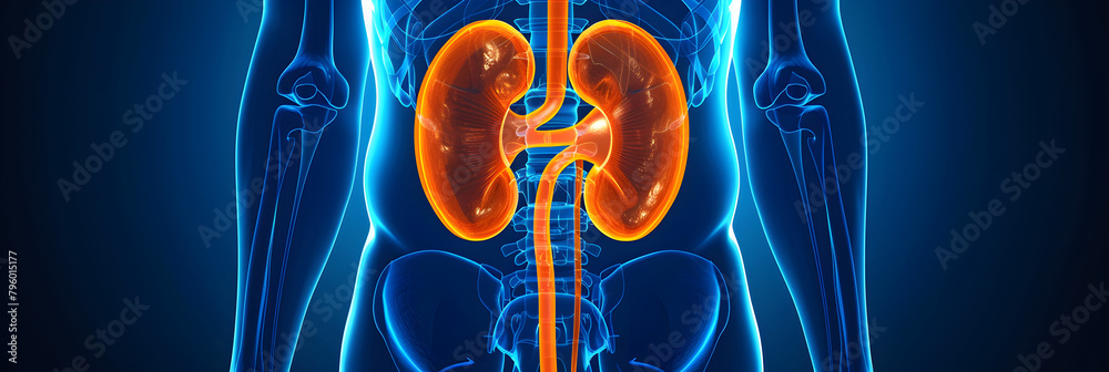 Kidney in 3d,Human urinary System Kidneys with Bladder Anatomy ...