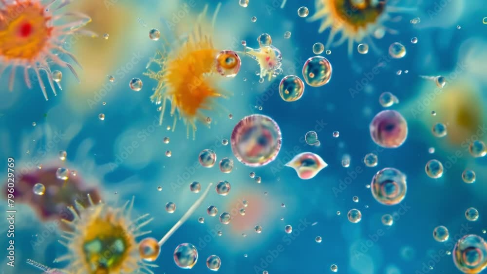 The vibrant ecosystem of a water droplet as seen through the lens of a ...