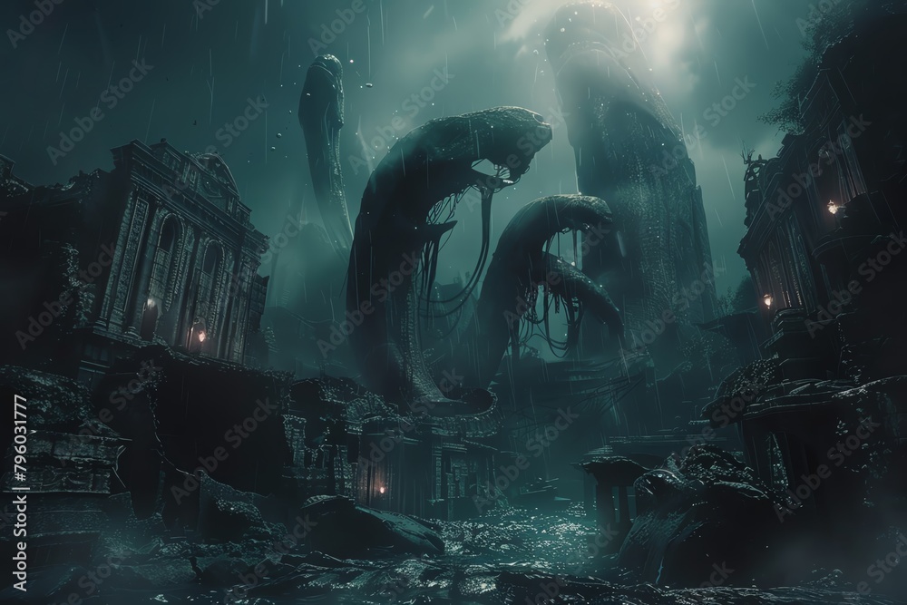 Ilustração do Stock: Create a surreal blend of horror and underwater ...