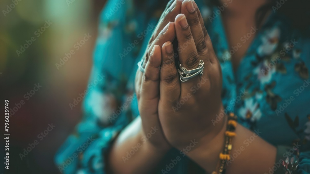 person's hands clasped in prayer, conveying a sense of deep devotion ...