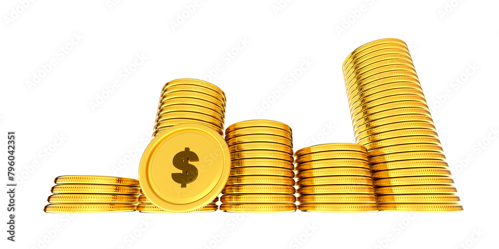 Gold doller coins. us doller, stacked golden coins. Doller cash ...