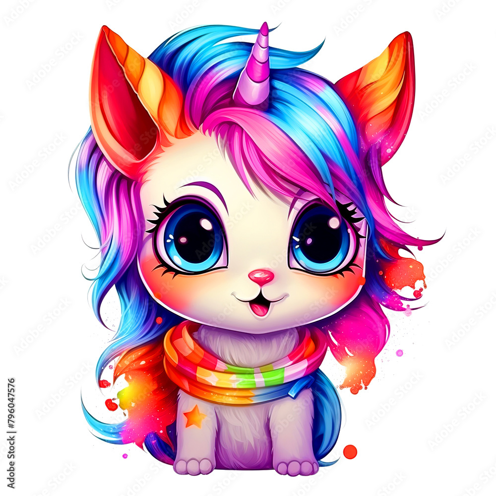 Cute Unicorn catoon design on clean background. Fashion Art. Animals ...