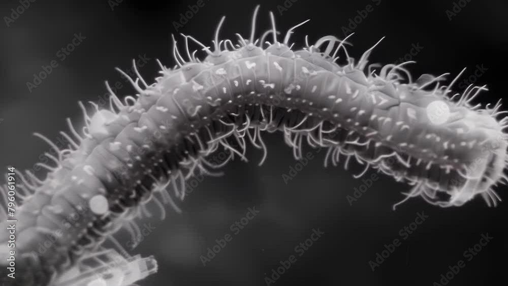 A black and white electron microscope image of a single nematode ...