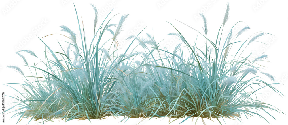 Cluster of blue fescue grass, known for its compact blue-gray tufts ...