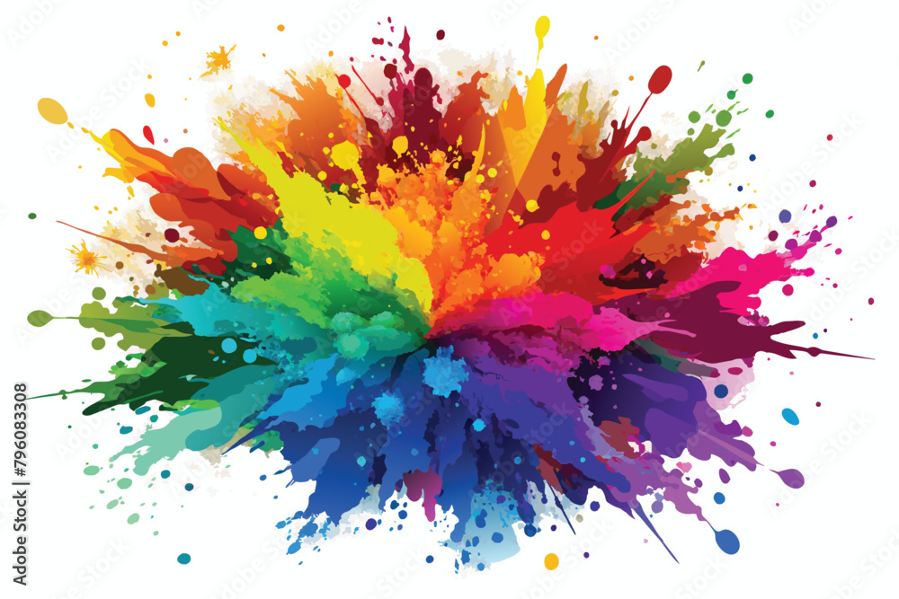colorful rainbow holi paint color powder explosion vector, isolated ...