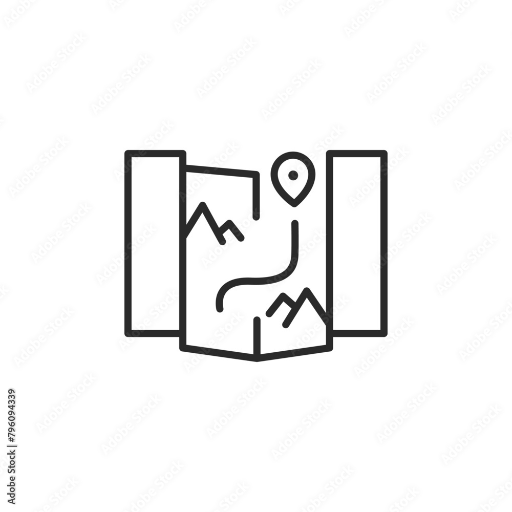 Map icon. Simple illustration of a folded map with a location pin ...