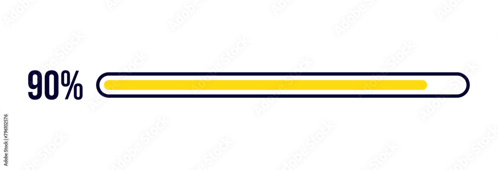 90% Percentage circle , 90% Circle loading and circle progress, 90 ...