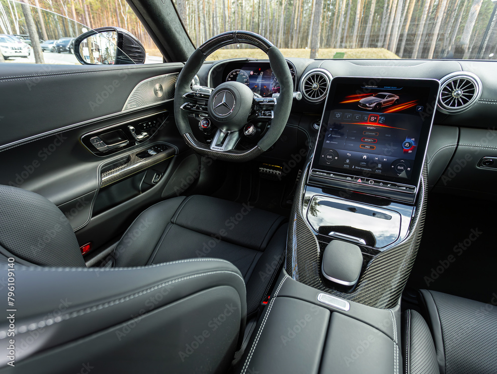 Novosibirsk, Russia - April 23, 2024 : silver Mercedes-Benz AMG GT 63 S ...
