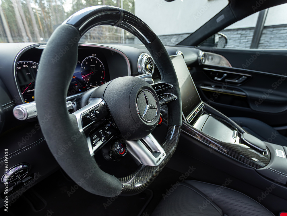 Novosibirsk, Russia - April 23, 2024 : silver Mercedes-Benz AMG GT 63 S ...