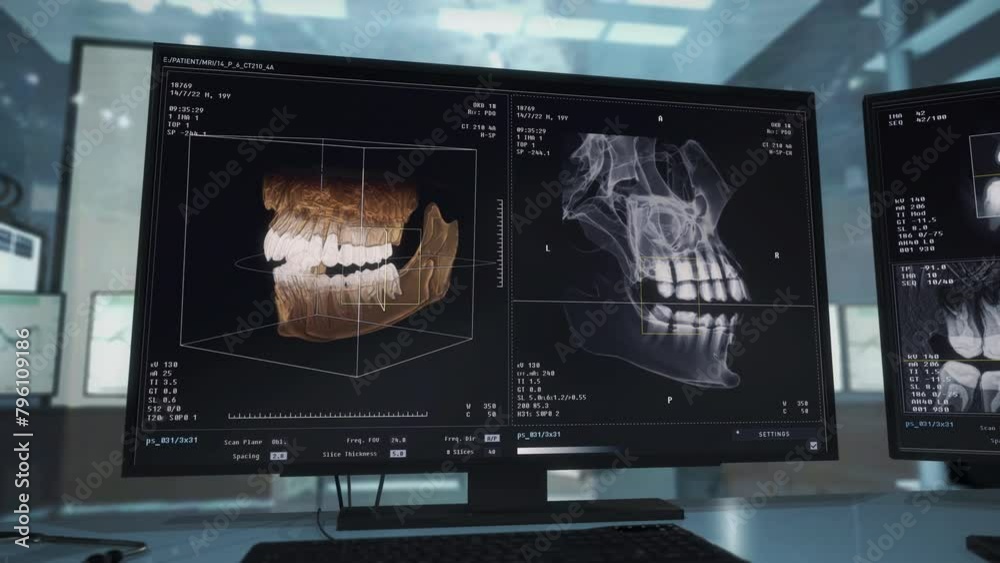 Modern stomatology software deals with x-ray imaging scan analysis at a ...