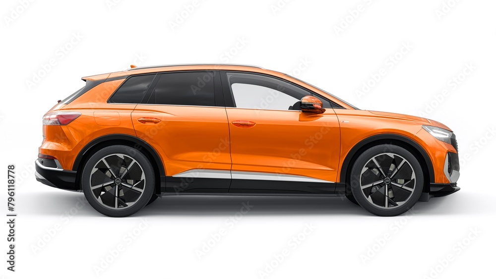 Berlin. Germany. March 11, 2024. Audi Q4 e-tron 2022. Orange modern ...