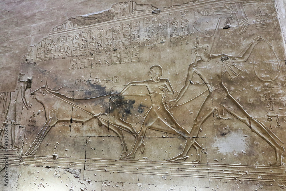 Poster Famous bas relief of Pharoah Ramesses II teaching his son ...