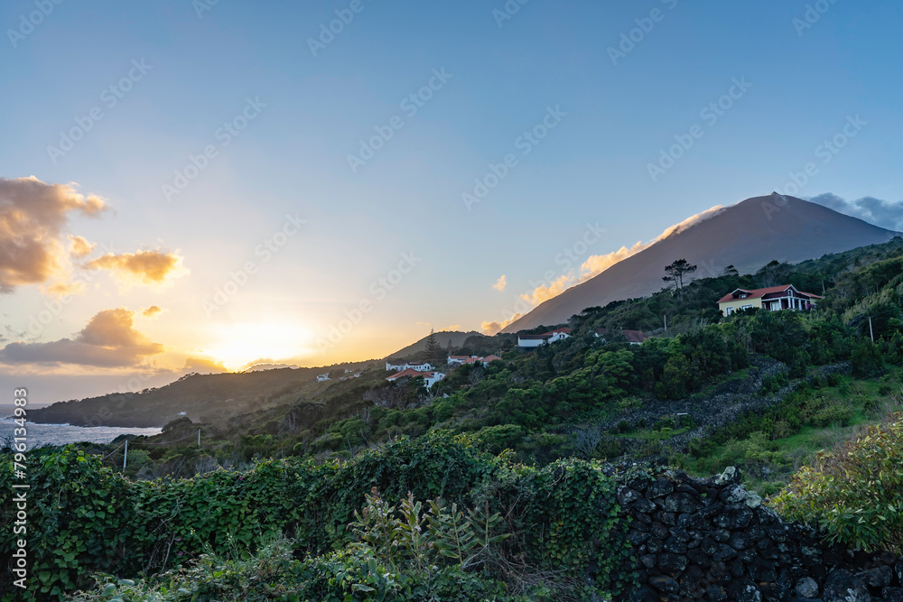 Azores. Pico Island. Beautiful amazing landscape. Pico volcano in the ...
