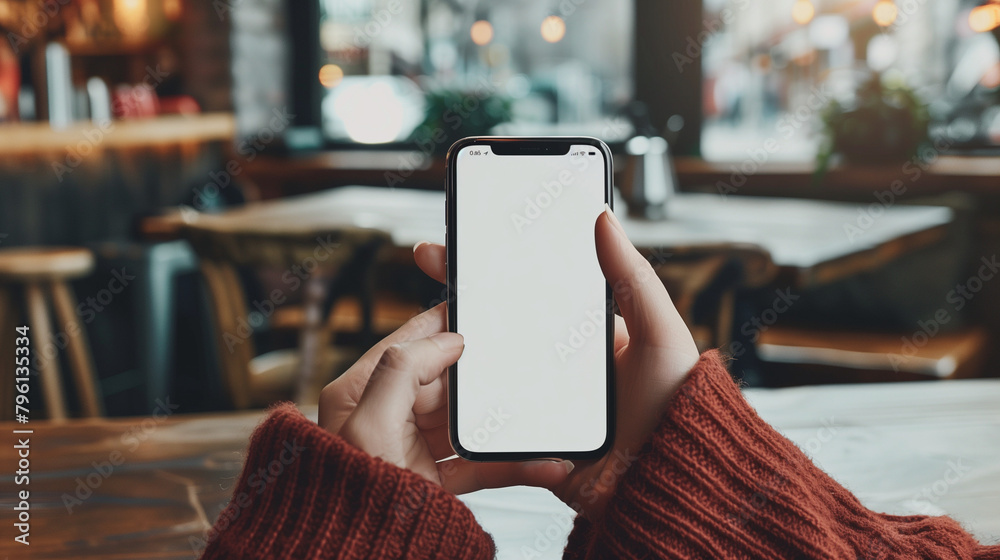 person holding smartphone, iPhone mockup, iPhone screen cut out mockup ...
