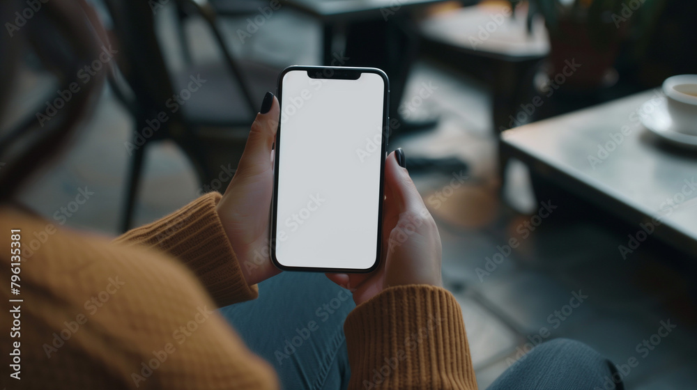 person holding smartphone, iPhone mockup, iPhone screen cut out mockup ...