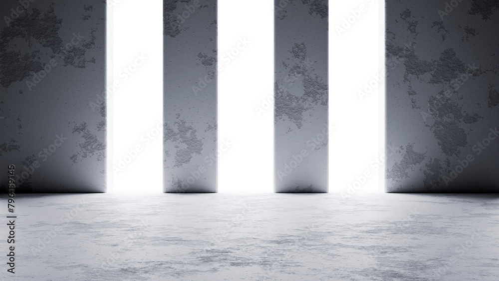 Bright line opening on grey concrete wall background for creative ...