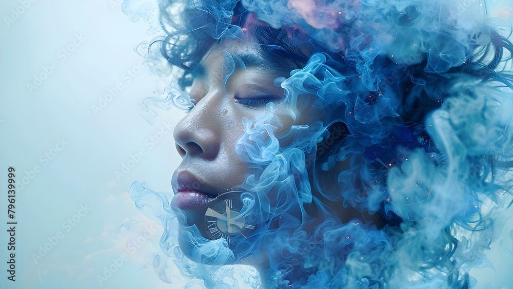 Digital art depicting a human figure with clock patterns symbolizing ...