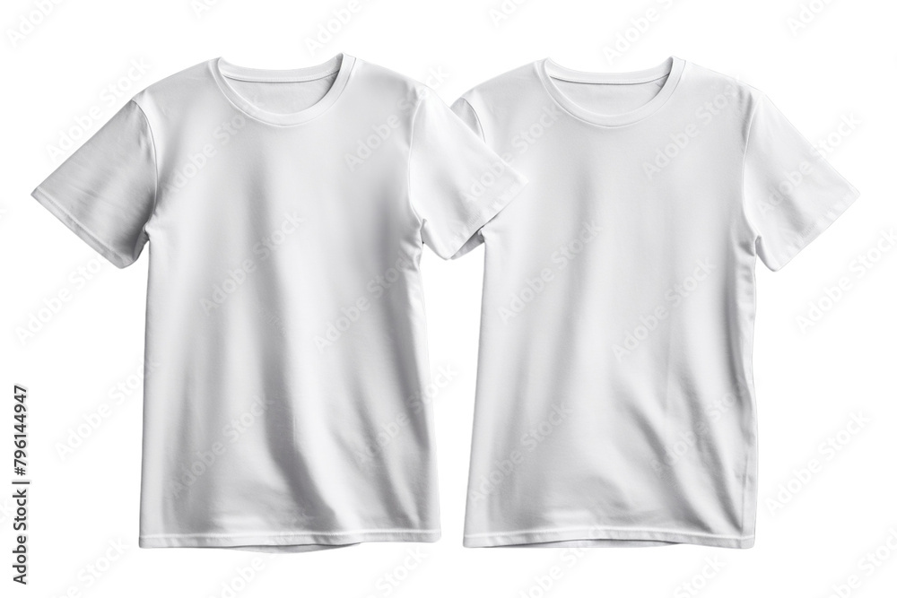 Two white t shirt mockup on Transparent Background PNG Stock ...