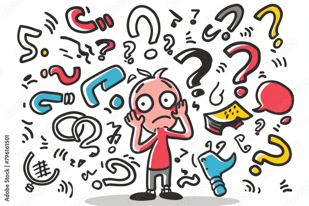 Cartoon cute doodles of a confused character scratching their head in ...