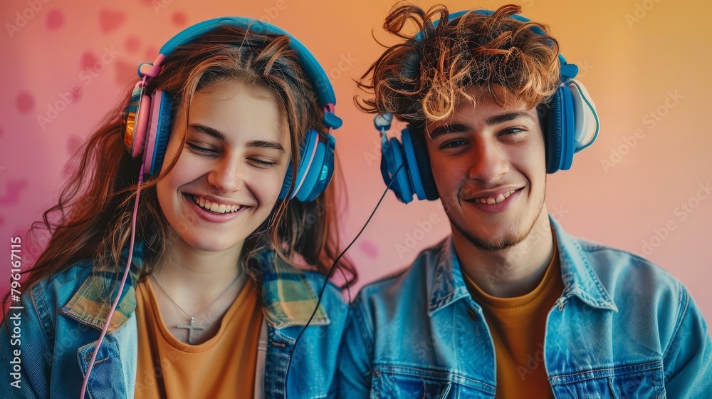 Wireless Technology: An image of two friends sharing music using ...