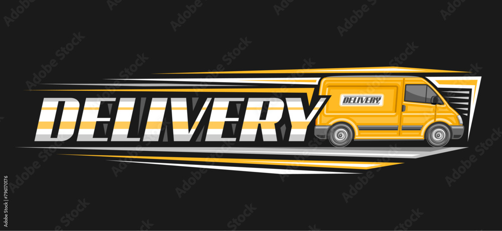 Vector logo for Delivery Van, decorative sign board with illustration ...
