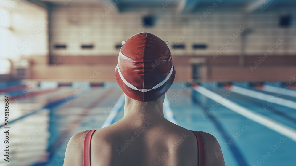 Aqua Woman in Swimming Attire Captivates in Water Sports Adventure. A ...