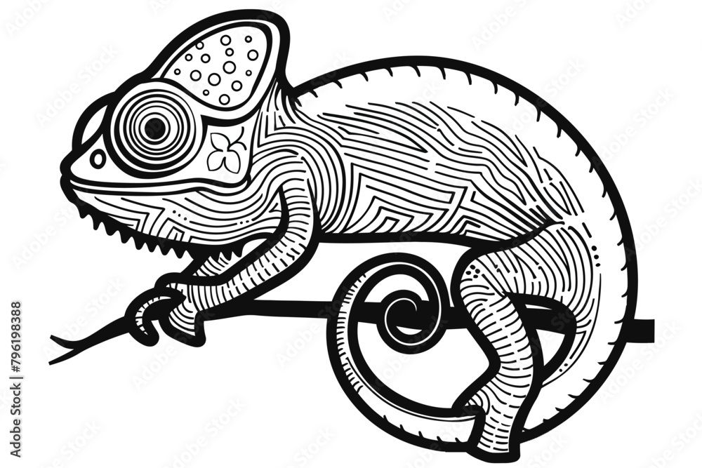 basic cartoon clip art of a Chameleon, bold lines, no gray scale ...