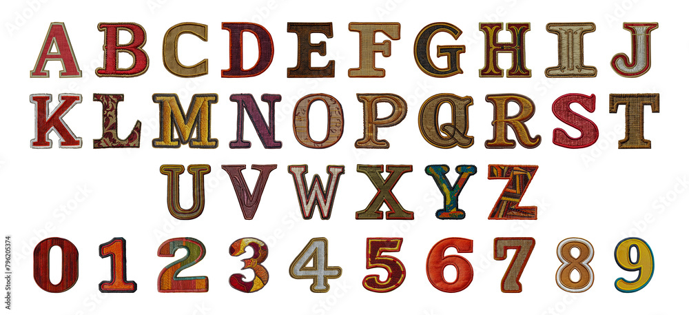Embroidered alphabet and numbers cut out png on transparent background ...