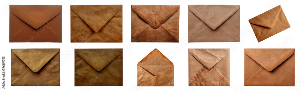 Assorted vintage brown paper envelopes cut out png on transparent ...