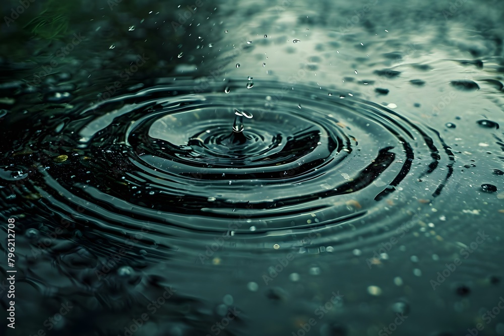 Water droplet in puddle creating ripples symbolizes individual actions ...