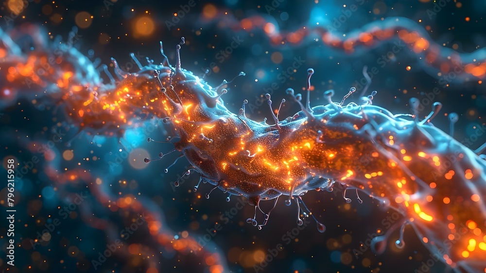 3D rendering of neuron synapse showing neurological diseases like Alzheimers. Concept 3D ...
