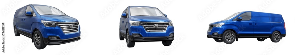 Seoul, South Korea. April 20, 2023. Set navy blue Hyundai Grand Starex ...