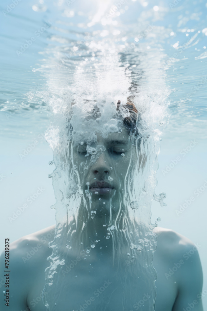 男, 男性, 水, 水を浴びる男性, 水中, 水に覆われた男, 雫, 水滴, Man, male, water, man bathed in ...