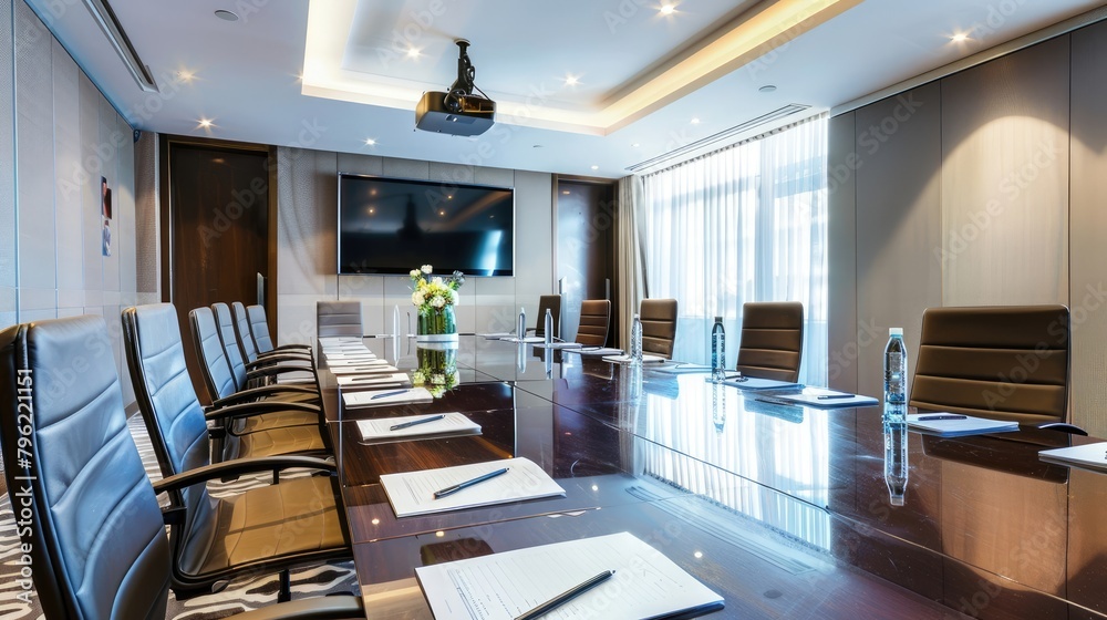 Hotel business center with conference rooms and office space. Large ...