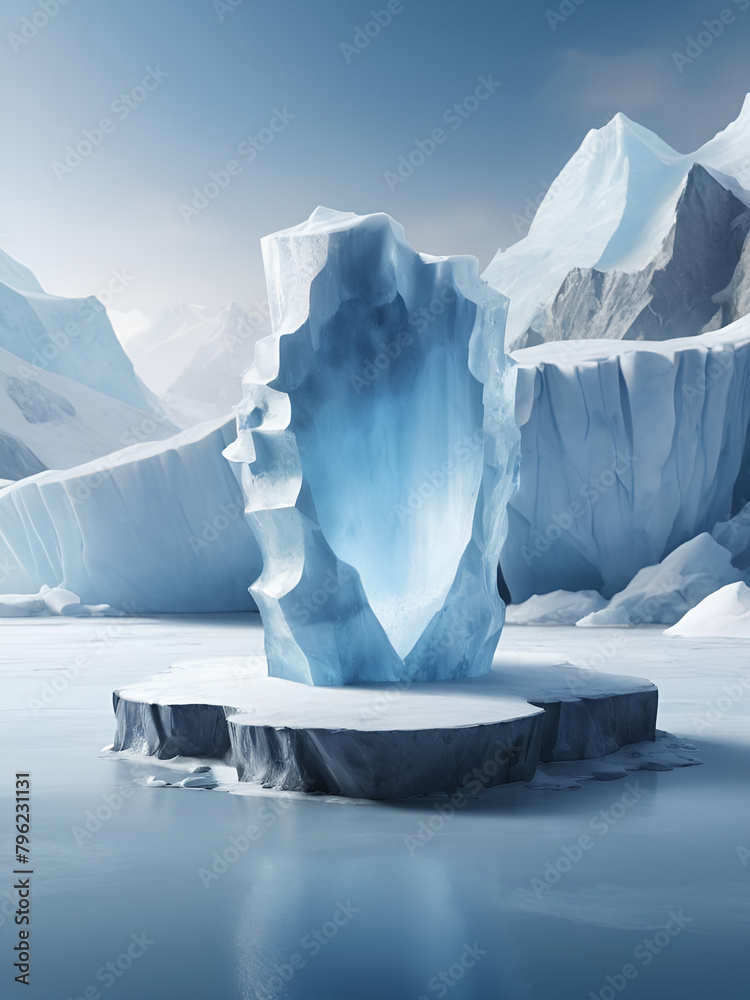 Ice background podium cold winter snow product platform floor frozen ...