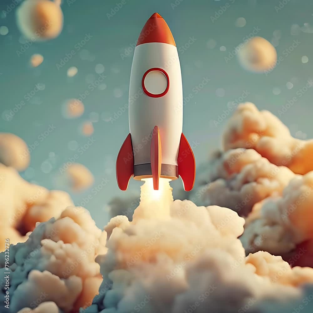 Vidéo Stock A space rocket is launching amidst billowing clouds of ...