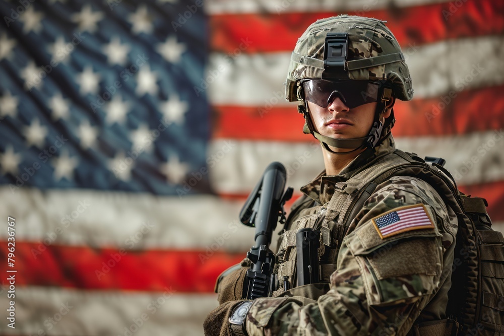Poster USA army soldier staying by profile – Wall Art | UkPosters