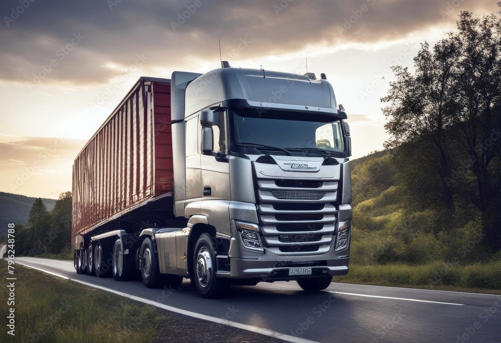 'highway truck generative road ai illustration traffic delivery ...