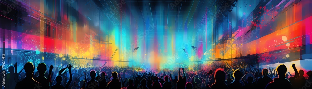 Capture the dynamic rhythm of a music concert from a tilted angle view ...