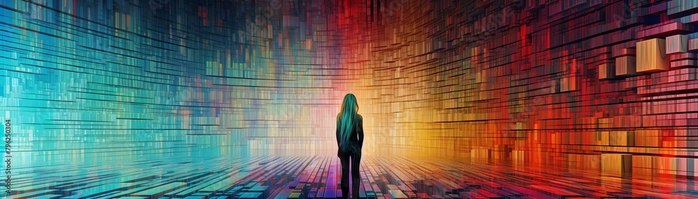 Digitally render Rear view Duality in glitch art style, distorting and ...