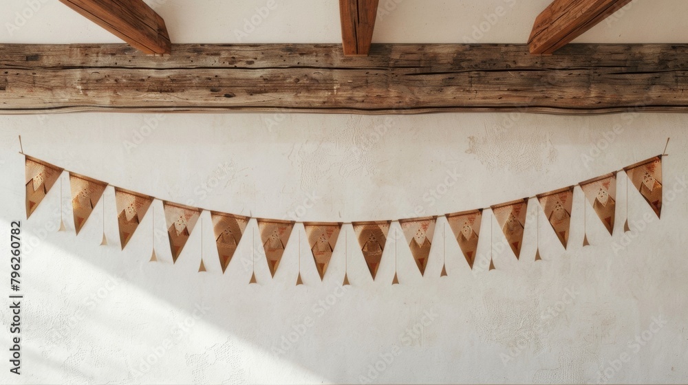 Blank mockup of a row of blank pennants each featuring a unique ...