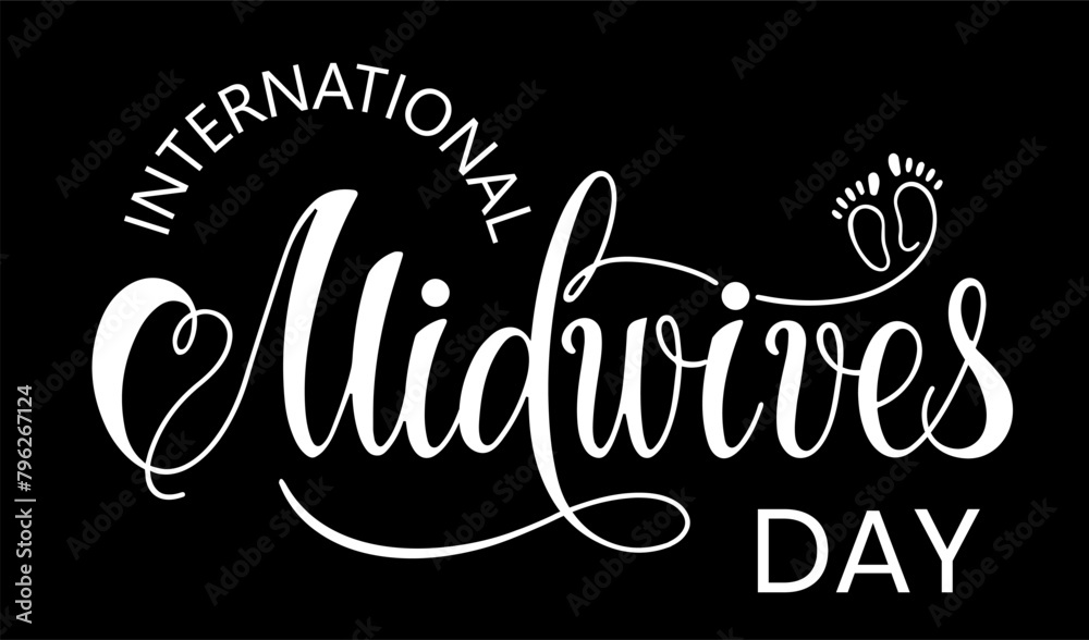 Midwives day, 5 may. Baby feet and heart silhouette. International Day ...