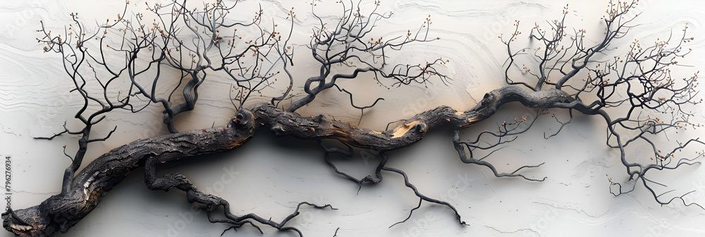 Dry Tree Branch Isolated on a Transparent Background, 3d rendering of a ...