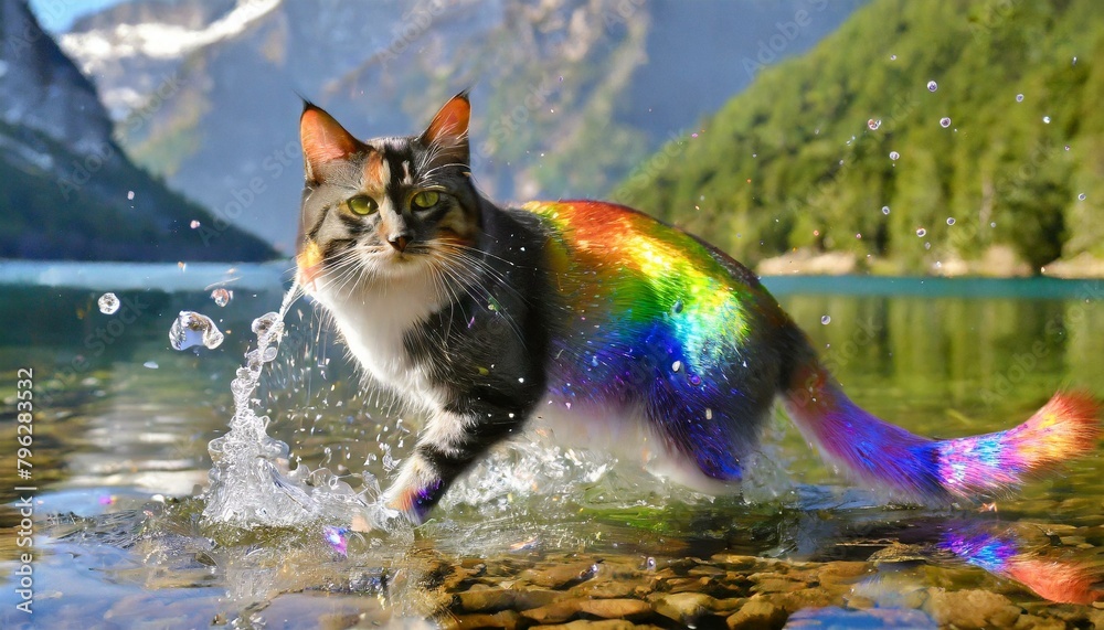 Rainbow Glint Fish Cat - A cat with scales that glint with all the ...