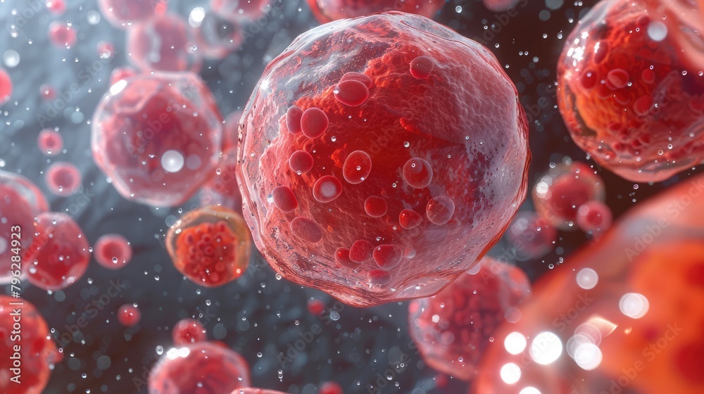Fat Cell Cluster Microscopic View. Medical Anatomy of Adipose Tissue ...